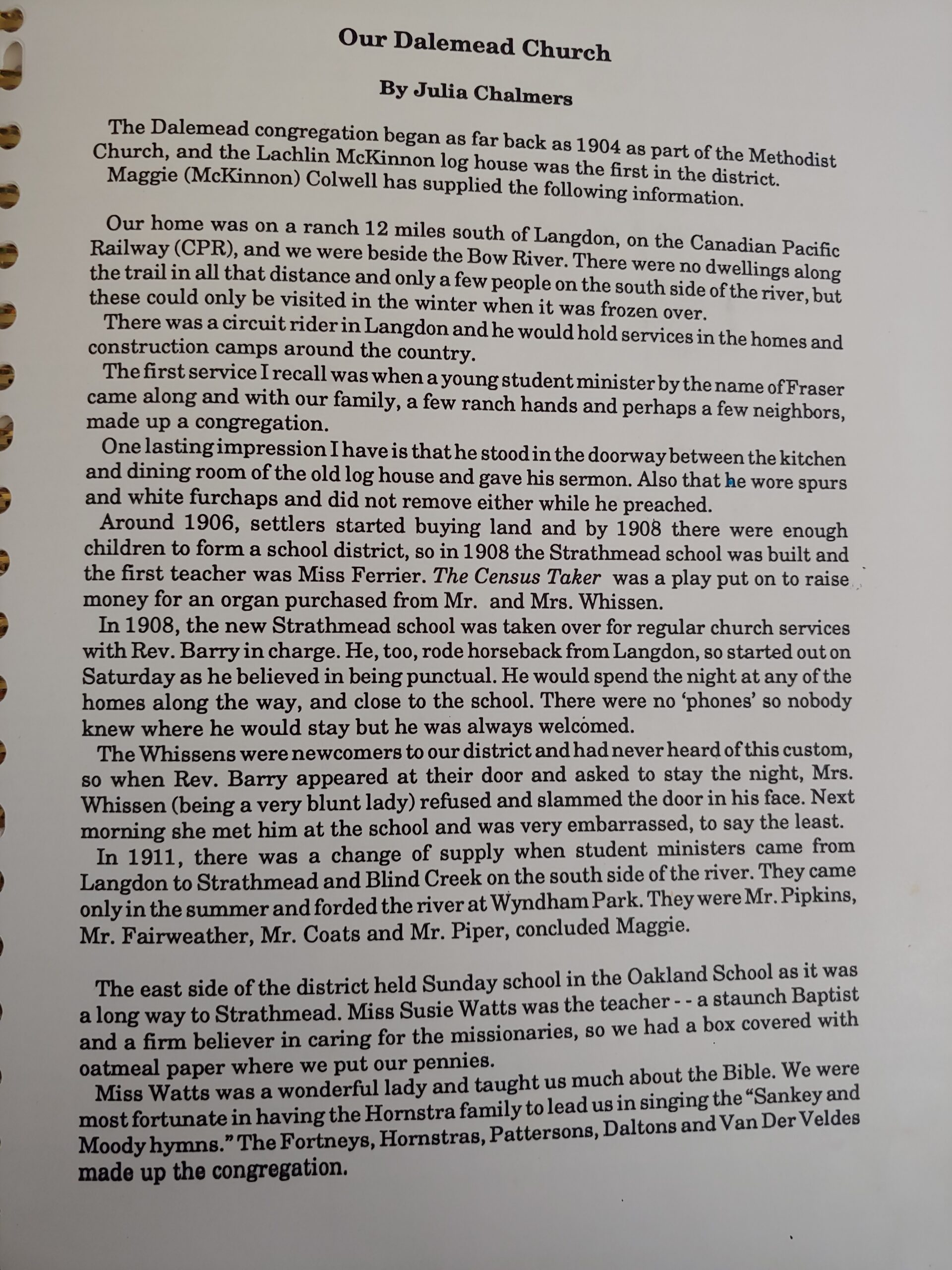 History – Dalemead Church